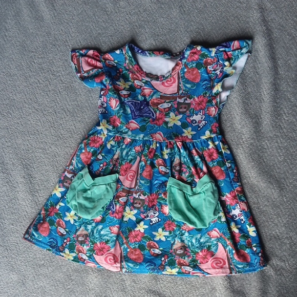 Disney | Dresses | Boutique Moana Themed Dress With Pockets Disney 3t ...